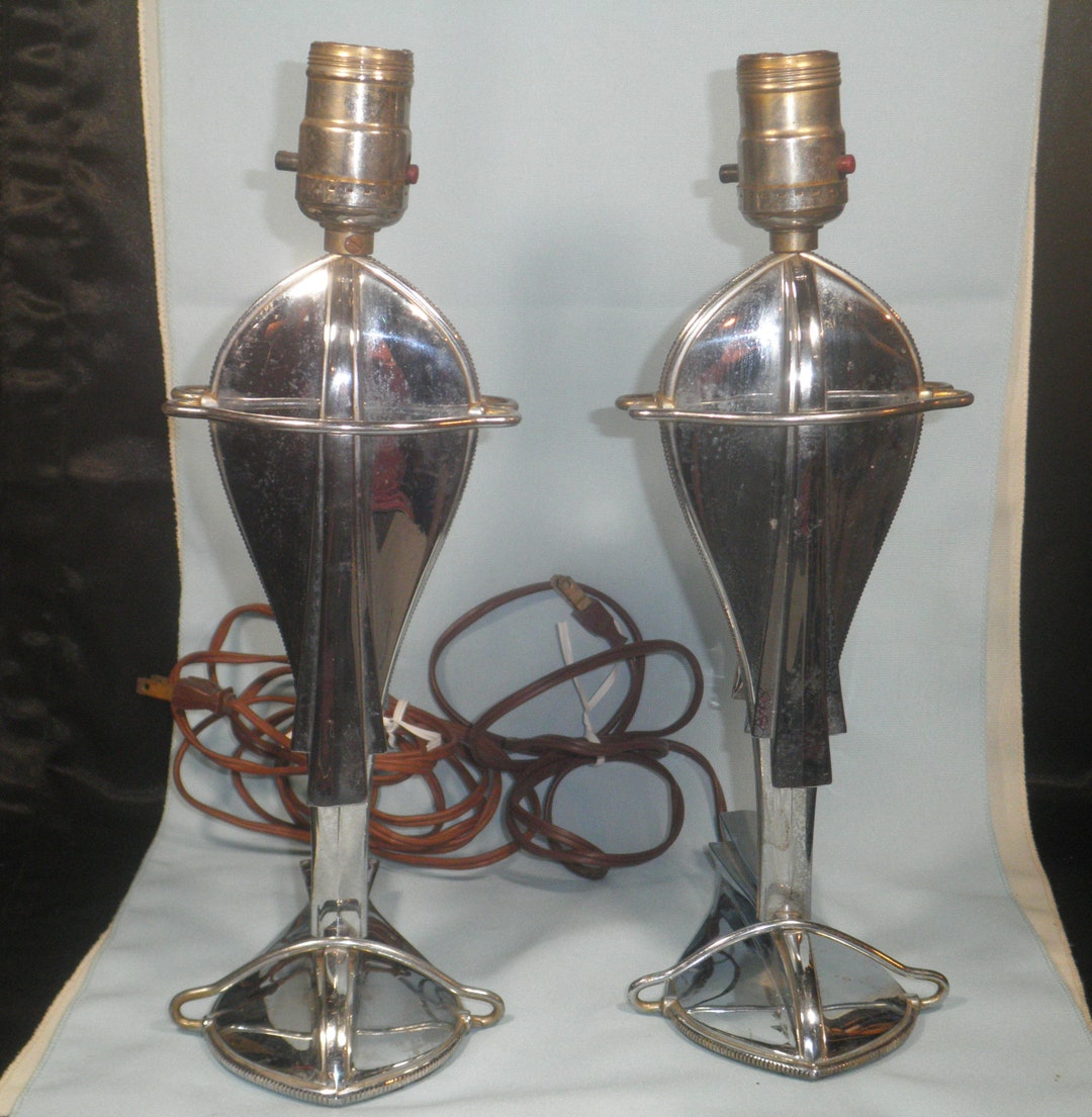 1936 1939 Packard Radiator Cap & Bale Hood Ornament Electric Lamps Set ...