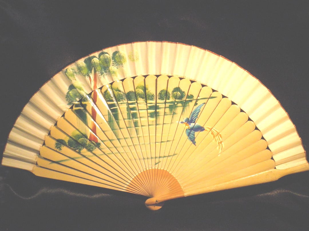 Vintage Japanese Folding Hand Fan Bamboo and Rice Paper - Etsy