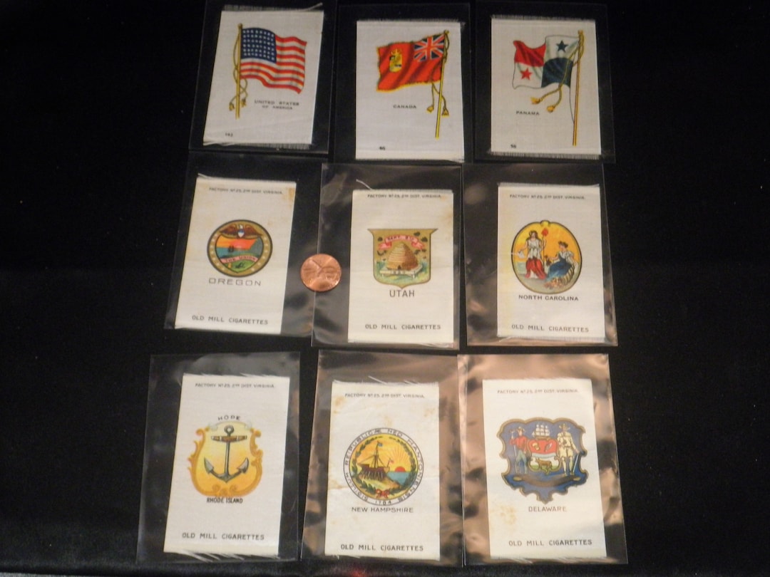 Early 1900's Old Mill Cigarette Tobacco Silks, State Country Seals ...