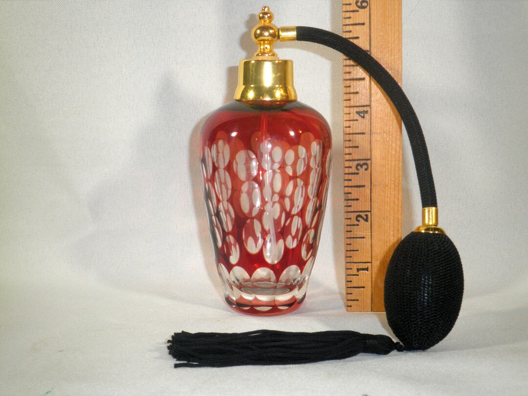 Vintage Ruby Red Cut-to-clear Oval Dot Atomizer Perfume Bottle - Etsy