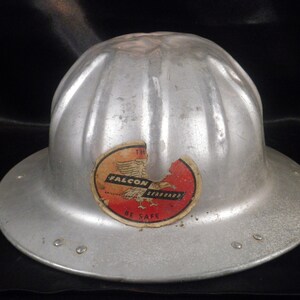 Vintage B. F. Mcdonald Safety Hardhat Aluminum 1960s Falcon Seaboard Offshore Drilling Gulf of ...