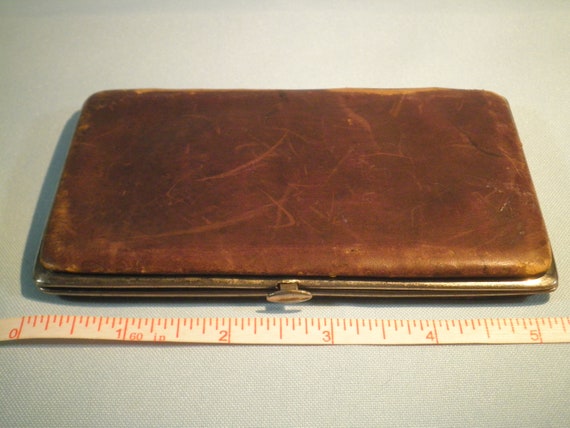 Antique Leather Calling Card Case with Hand Embroider… - Gem