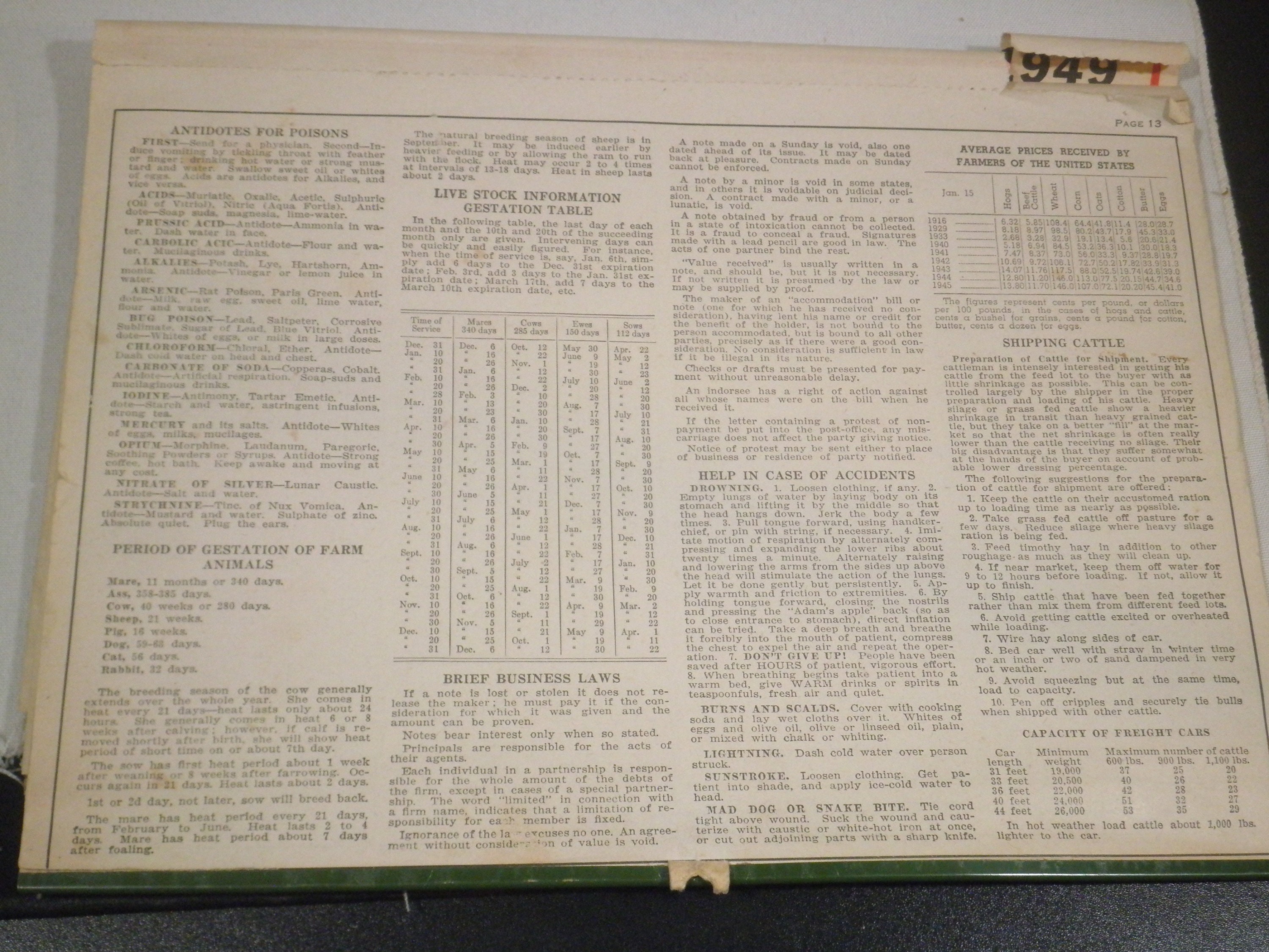 Vintage 1949 Indian Maiden Calendar Complete - Kenyon Co., Bryan, Ohio ...