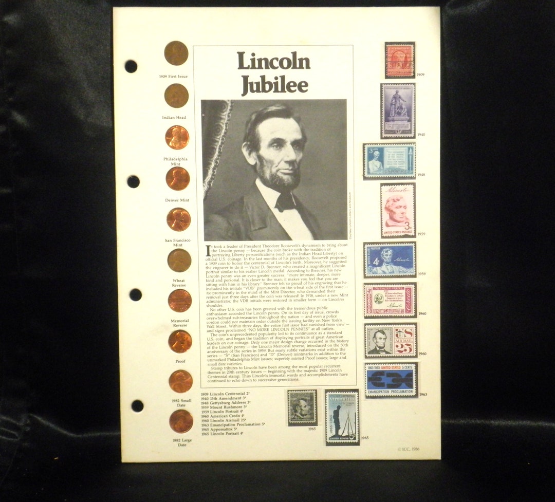 Diamond Jubilee Treasury of US Pennies and Stamps Lincoln Jubilee - Etsy