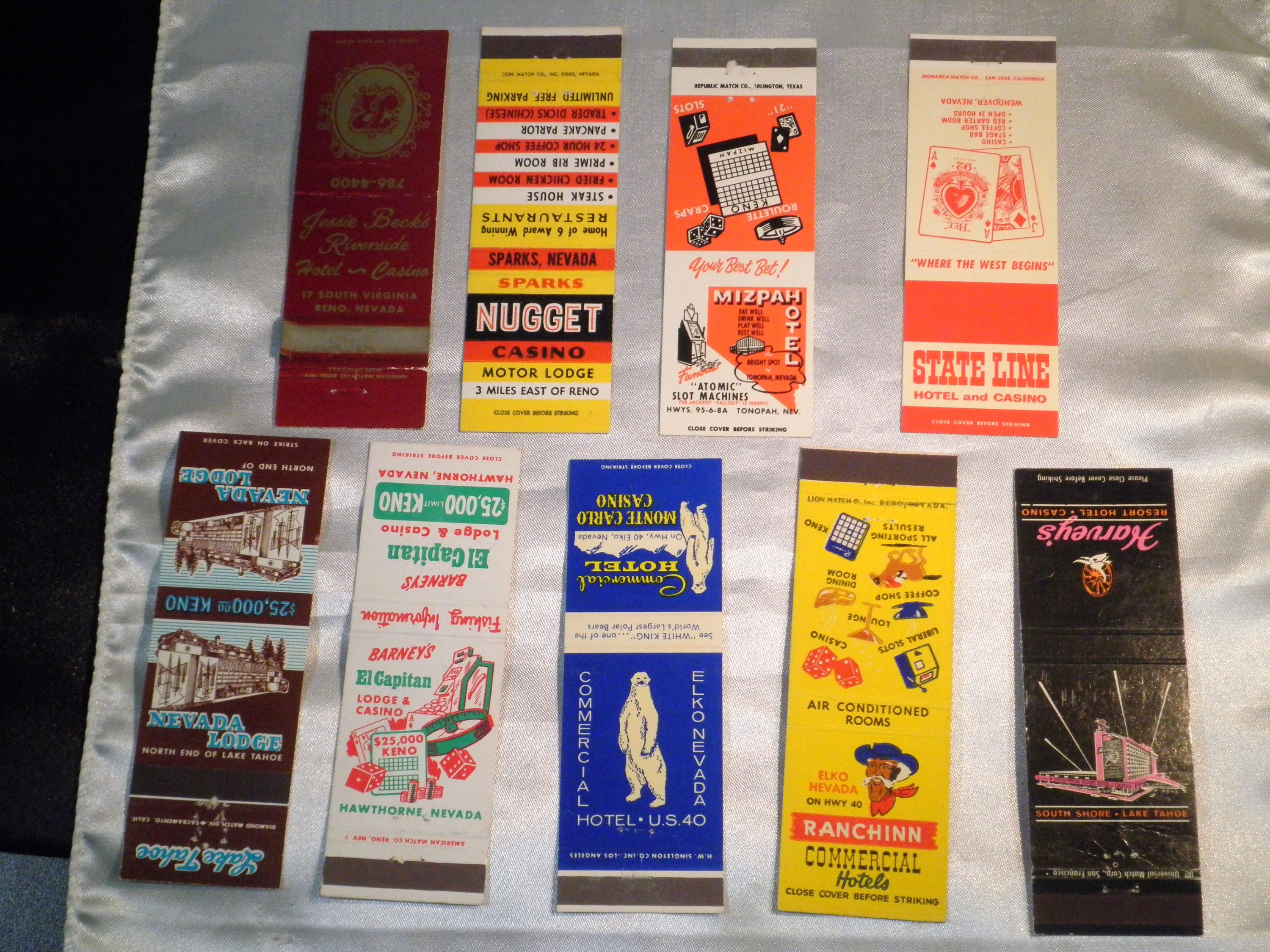 Vintage Nevada Casino Matchbook Covers Lot of 9 | Etsy