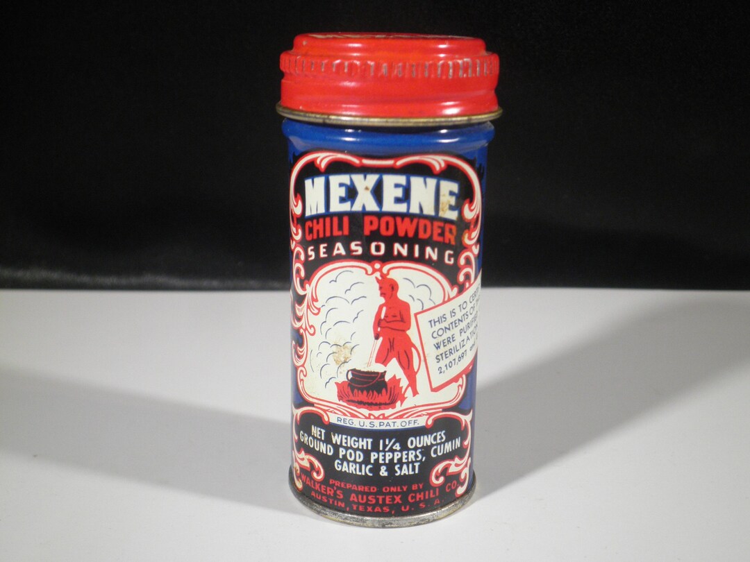 Vintage 1940s Mexene Chili Powder Advertising 1 1/4 Oz Devil Tin Can - Etsy
