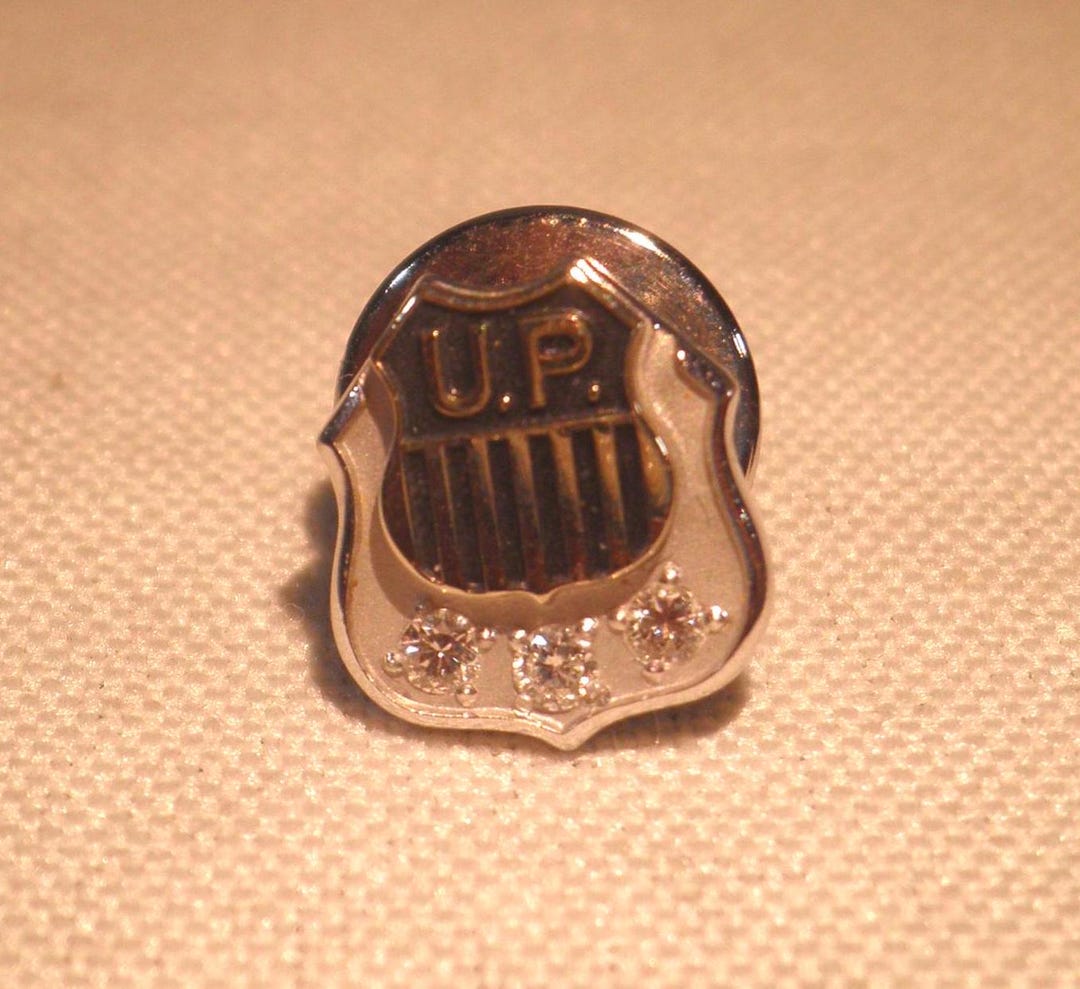 Union Pacific Railroad Retirement 10K White Gold Pin/tie Tac With 3 ...