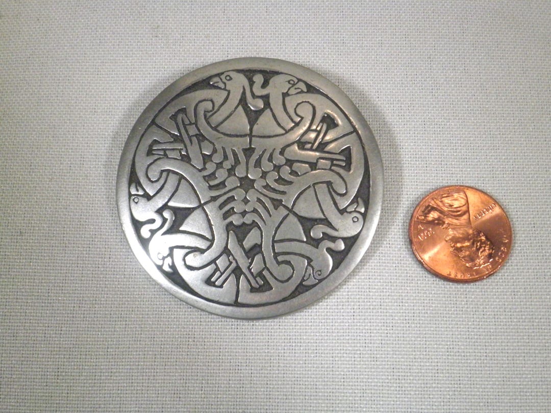 St Justin Pewter Celtic Pattern Brooch Pin - Etsy