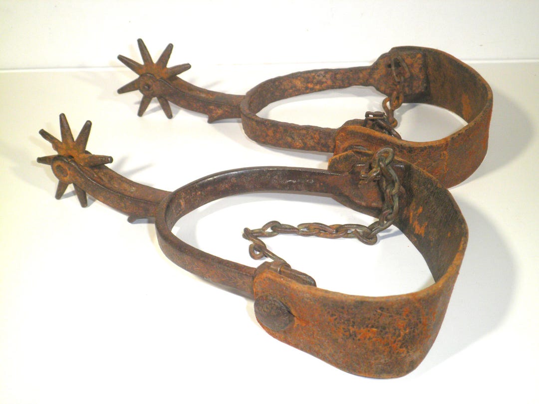 Antique Old West Cowboy Spurs With Leather Straps. - Etsy