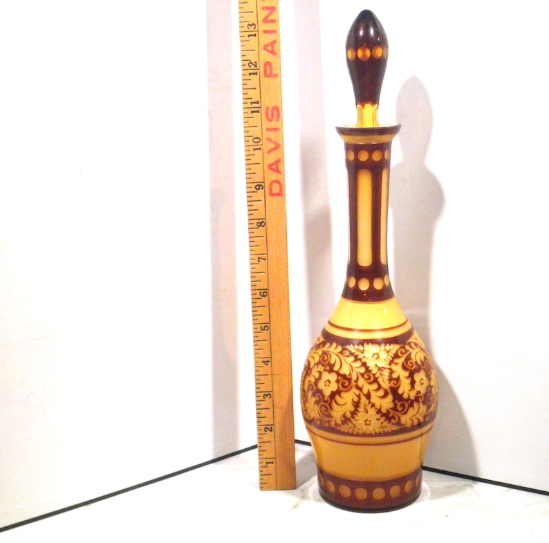Vintage Famosa LPW Leopold Palda Cut Overlay Glass Decanter Bottle ...