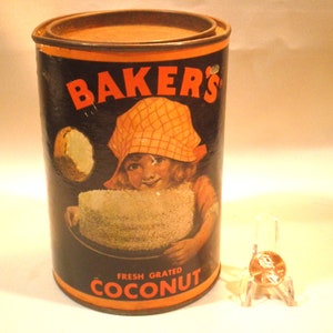 Vintage Baker's Coconut Tin Can Bank - Etsy