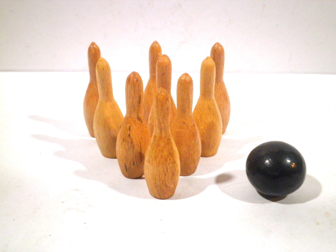 Toy Miniature Bowling Ball and Pins Set - Etsy