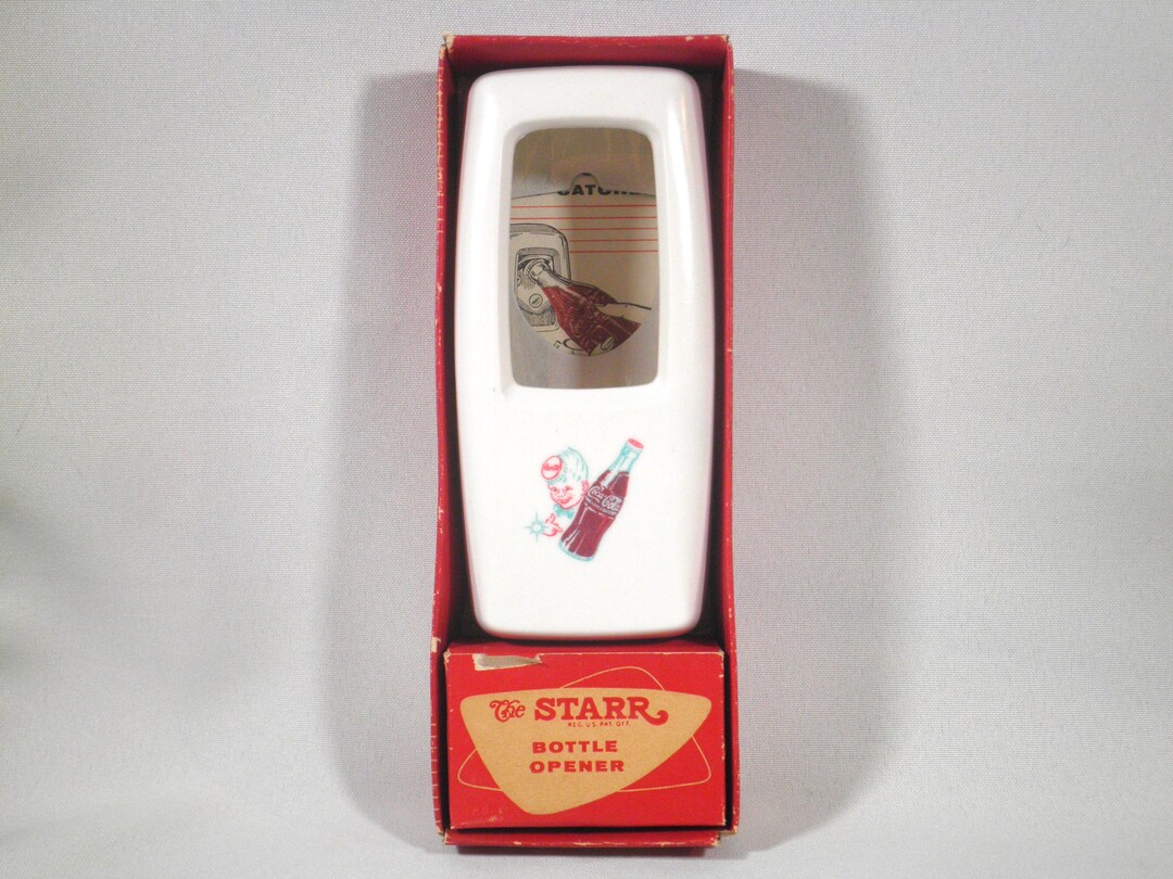 Vintage Coca Cola Starr Wall Mount Bottle Opener Cap Catcher Sprite Boy ...