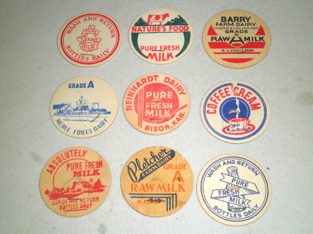 Vintage Milk Cream Bottle Caps Selection Group - Etsy