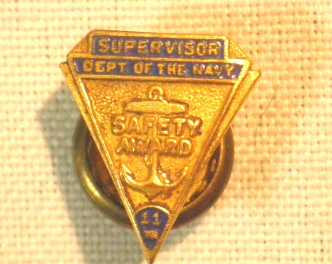 Vintage Military U.S. Navy Supervisor Safety Award Pin - Etsy