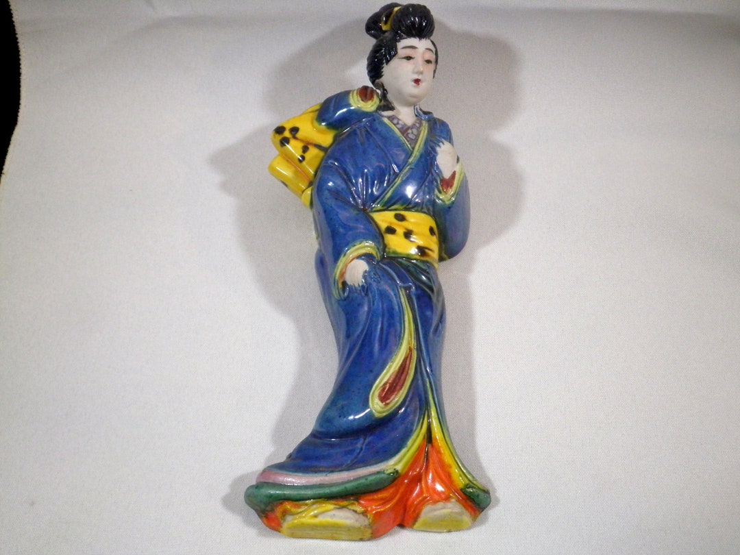 Vintage Japanese Majolica Geisha Wall Pocket - Etsy