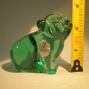 Fenton Art Glass Green Pig Figurine - Etsy