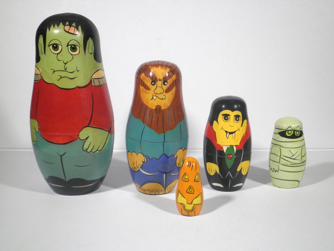 Vintage Halloween Wooden Monster Nesting Dolls - Etsy