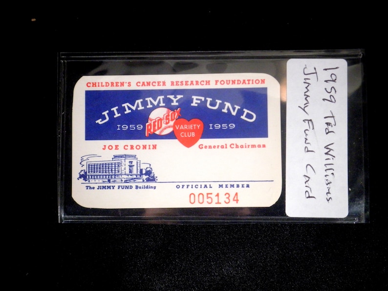1959 Jimmy Fund Ted Williams Membership Card - Etsy