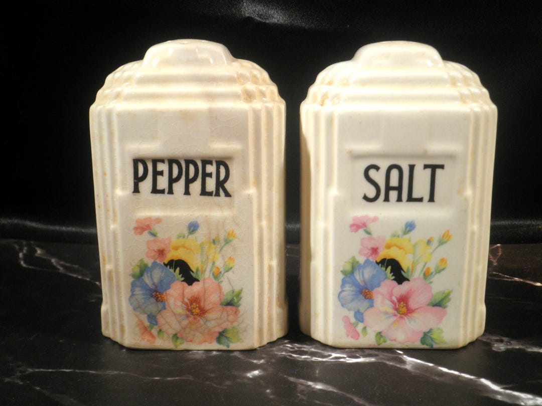 Vintage Harker Mallow Salt and Pepper Shakers Skyscraper Set ...