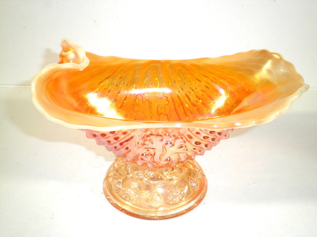 Dugan Peach Opalescent Carnival Glass Bowl Nautilus Pattern - Etsy
