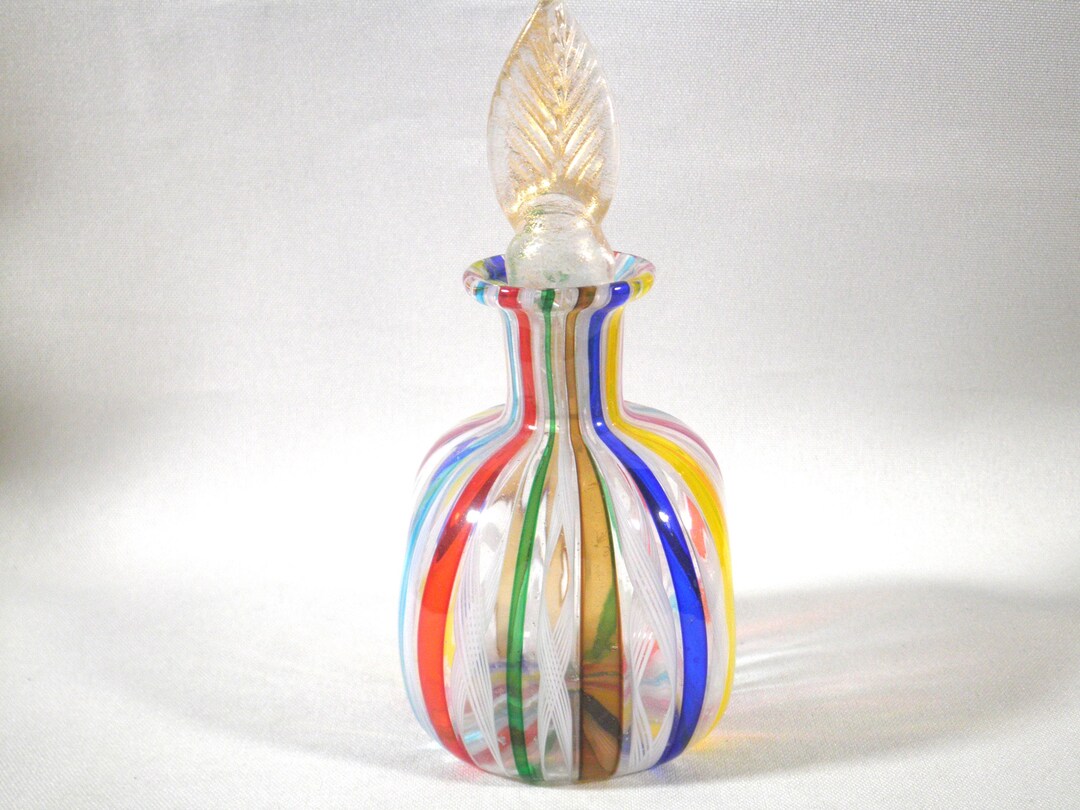 Vintage Venetian Murano Latticino Ribbon Multi-color Glass Perfume ...