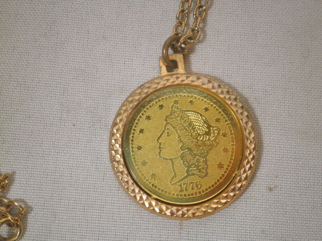 Bicentennial 1776 Twenty D Gold-tone Coin Medallion Pendant Necklace - Etsy
