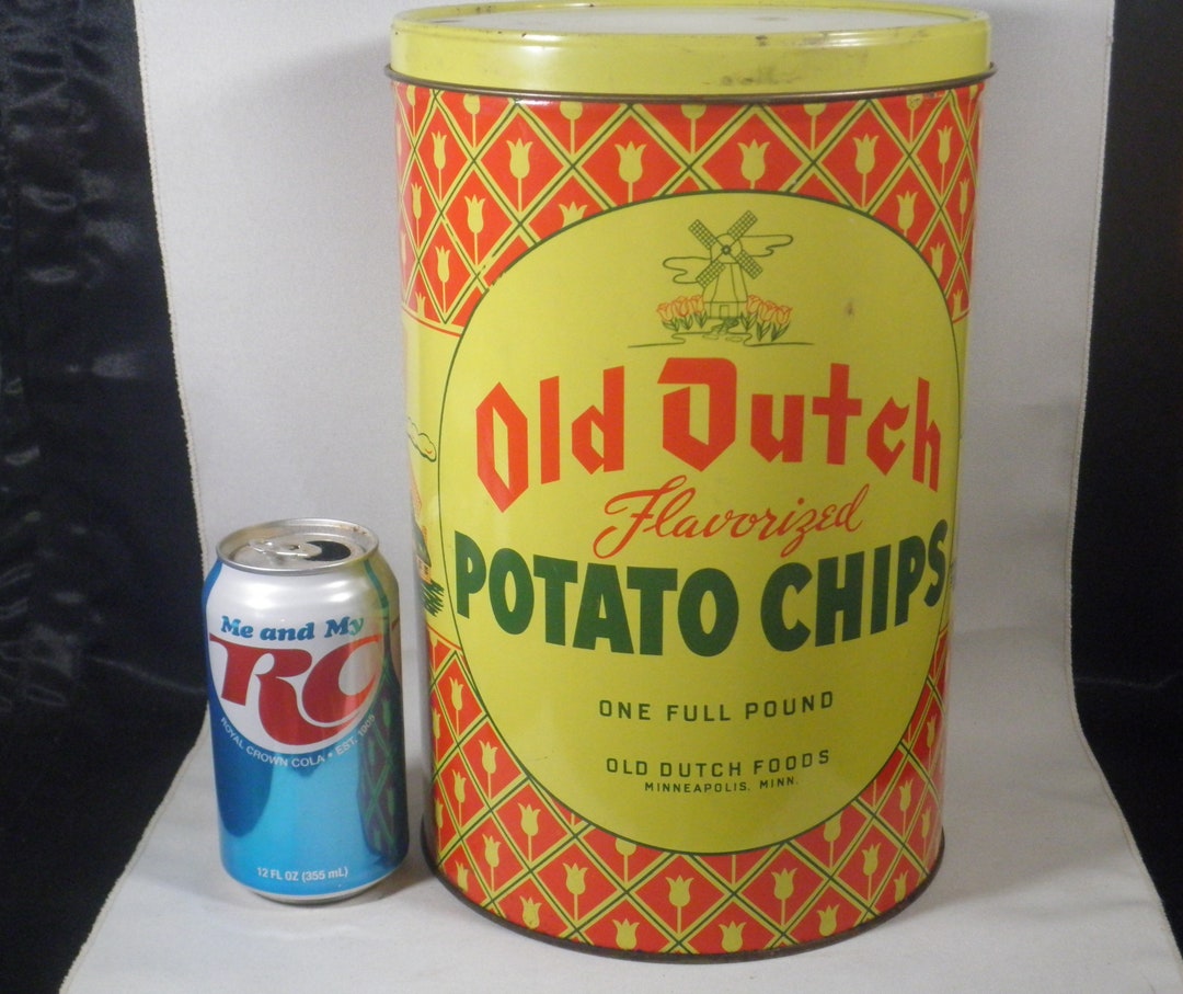 Vintage 1950’s Mid-century Old Dutch Potato Chips 1 Lb. Tin Canister - Etsy
