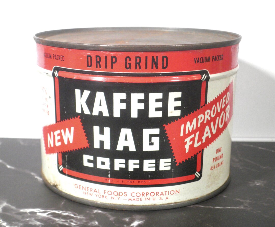 Vintage Kaffee Hag One Pound Coffee Tin Unopened Sealed - General Foods ...