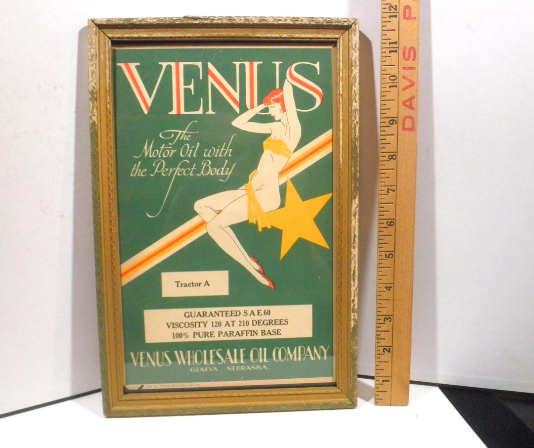 Original 1929 Art Deco Poster - Venus Motor Oil - Framed Under Glass - Etsy