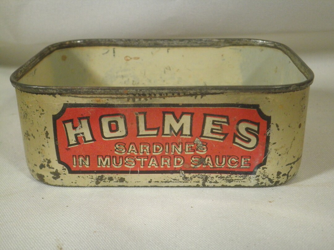 Antique 1800's Holmes Sardines in Mustard Sauce Tin Holmes Packing Corp ...