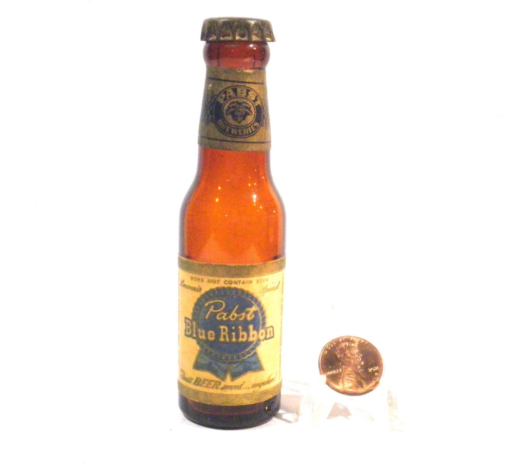 Vintage Pabst Blue Ribbon Small Glass Souvenir Bottle - No Alcohol - Etsy