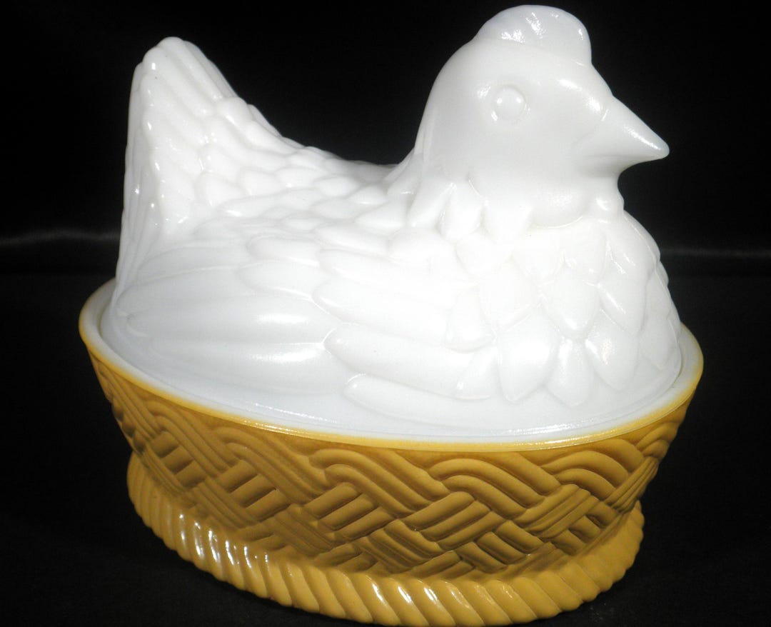 Vintage 1973 Avon White Milk Glass Nesting Chicken Hen, Covered Dish - Etsy