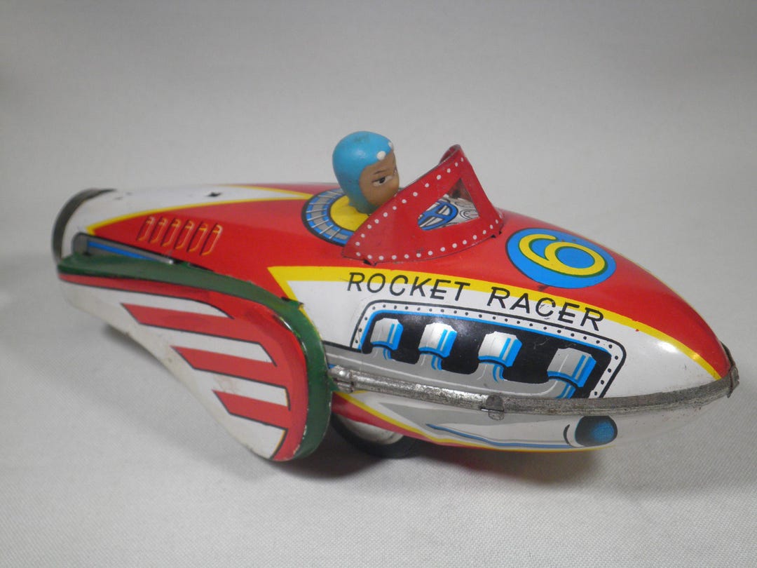 Mid-century Rocket Racer Tin Space Ship Toy - Etsy