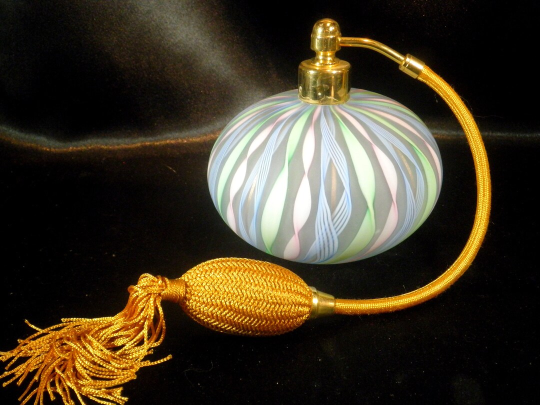 Vintage Murano Satin Latticino Glass Large Atomizer Spray Perfume ...