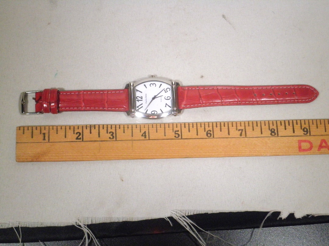 Charles Delon Women's Grandeur Wrist Watch With Red Leather Band ...