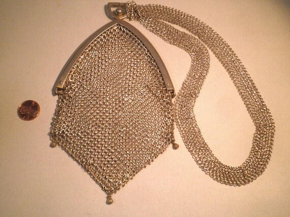 1920s German Silver-Mesh Dance Bag With Mesh Strap an… - Gem