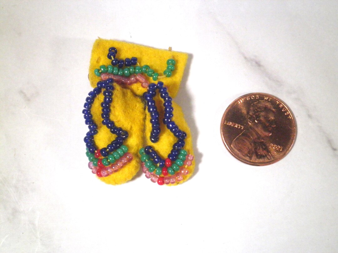 Vintage Beaded Moccasin Wool Brooch Pin Seed Beads - Handmade - Etsy