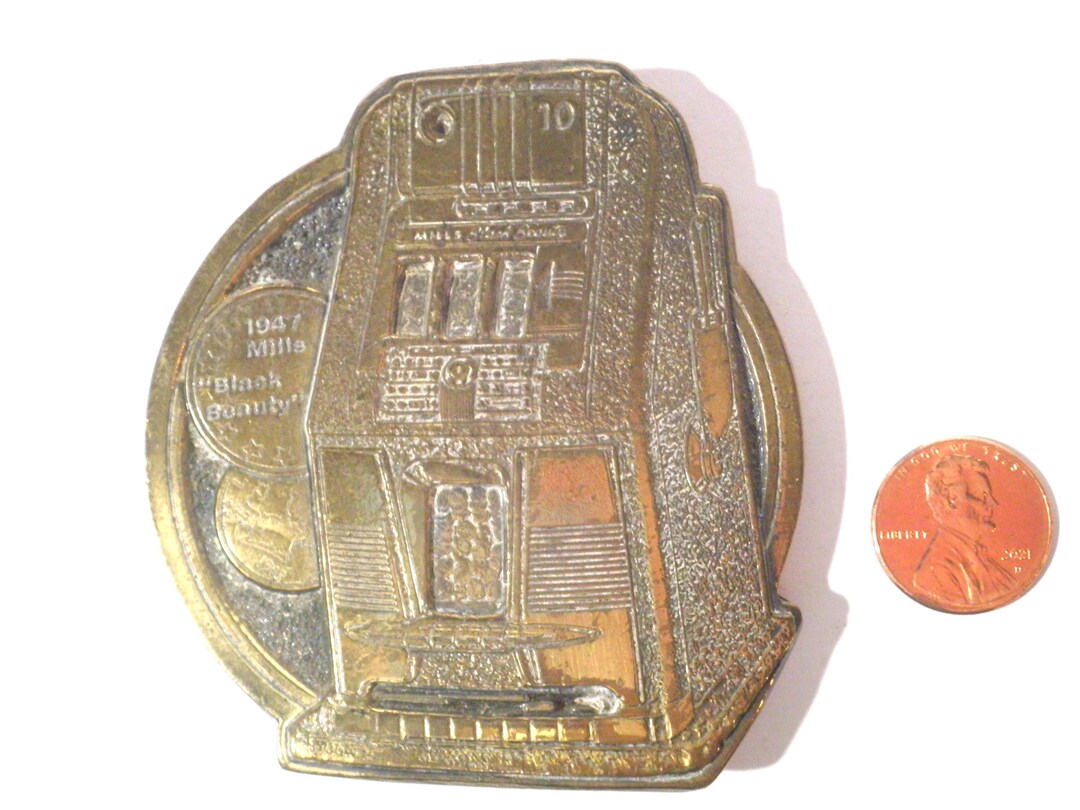 1947 Mills Black Beauty Slot Machine Brass Belt Buckle 1975 - Etsy
