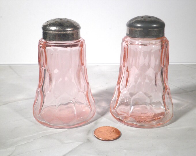 Jeannette Pink Depression Hexagon Optic Salt/pepper Shakers Set - Etsy