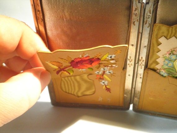 Antique Leather Calling Card Case with Hand Embroider… - Gem