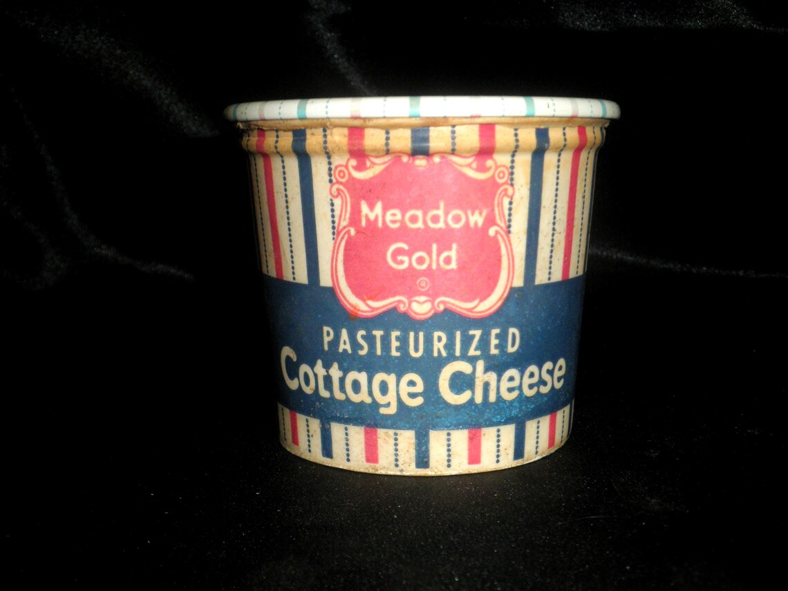 Vintage Meadow Gold Cottage Cheese Container With Tin Lid - Etsy
