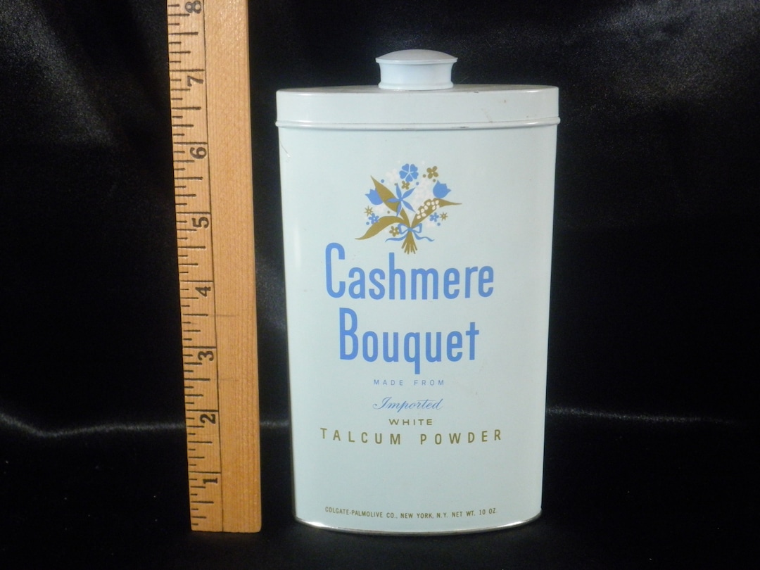 Vintage 1950's Cashmere Bouquet Talcum Powder 10 Oz Full Blue Tin Can ...
