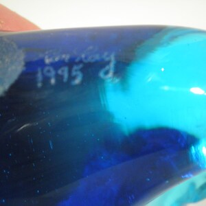 Art Glass Blue Whale Paperweight Signed Ron Ray 1995 - Etsy