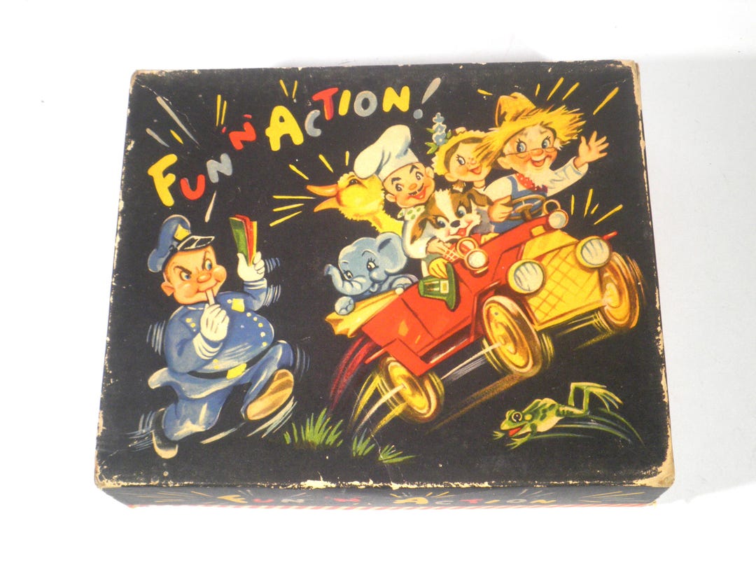 Vintage 1940's Toy Game Box - Fun Action - Etsy