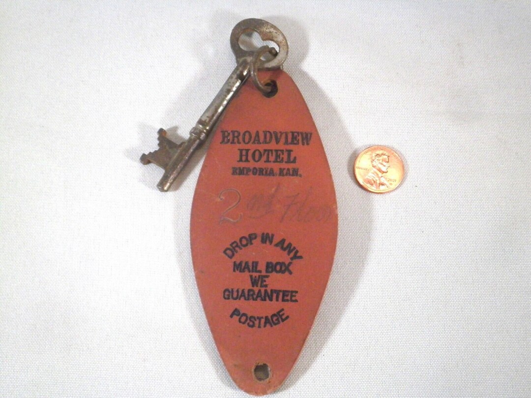 Vintage Hotel Skeleton Key and FOB Room 2 Broadview Hotel, Emporia, KS ...