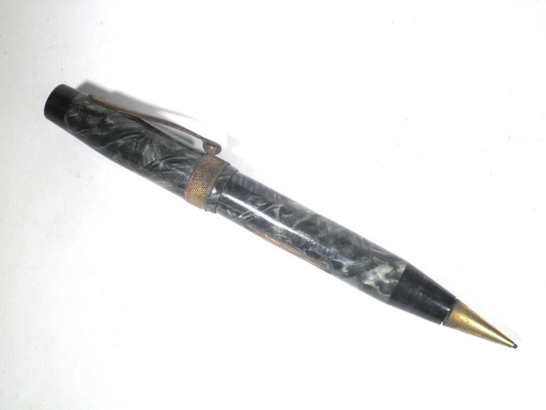 Vintage Unbranded Fountain Pen & Pencil Combo Gray Marbled - Durium Nib ...