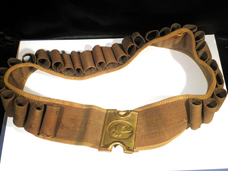 1890s Mills 12-gauge Shotgun Ammo Canvas Belt. Dog Head "h" Brass ...