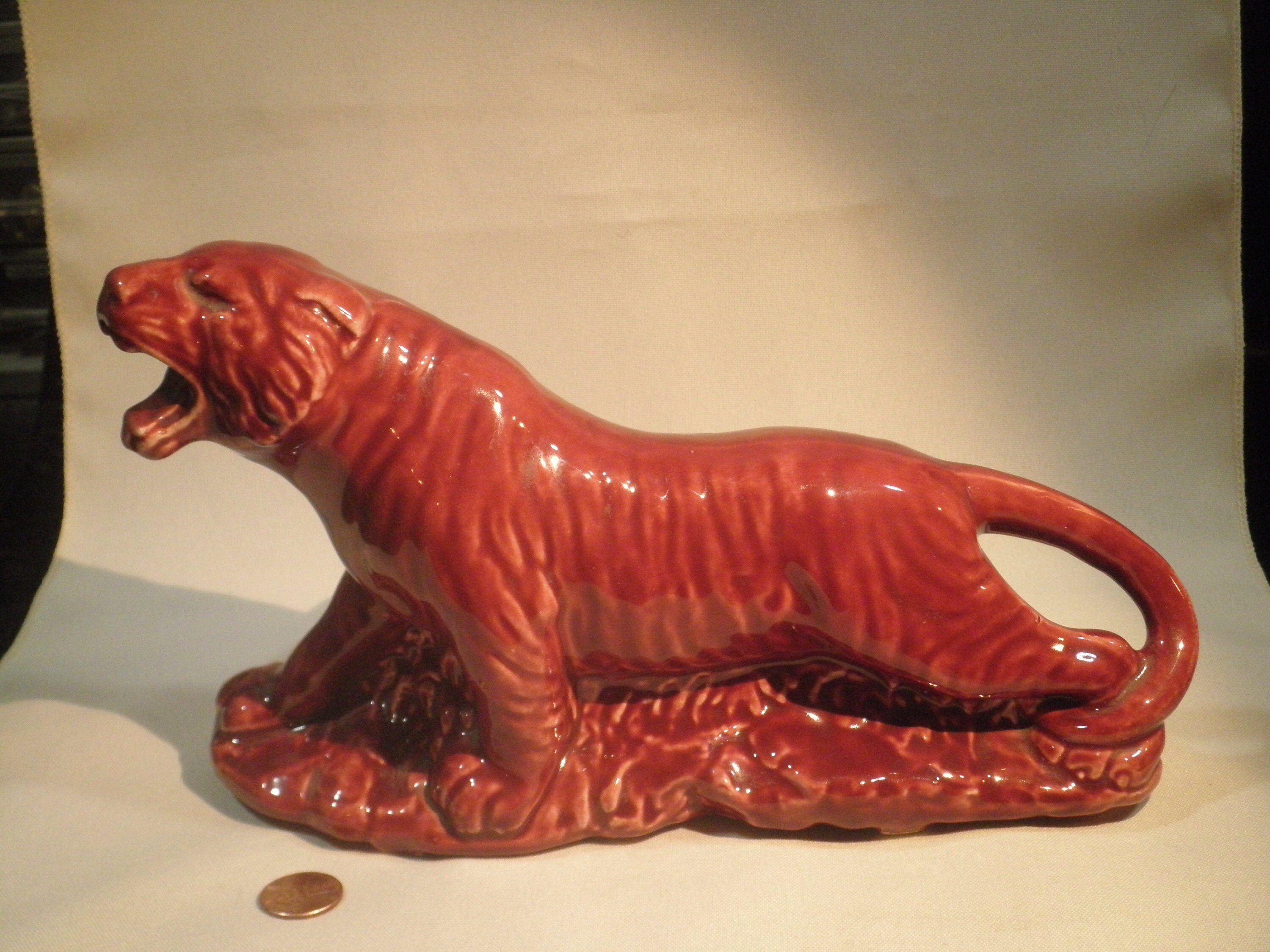 Mid-century Roaring Tiger Planter Burgundy Color Glazed Ceramic - Etsy
