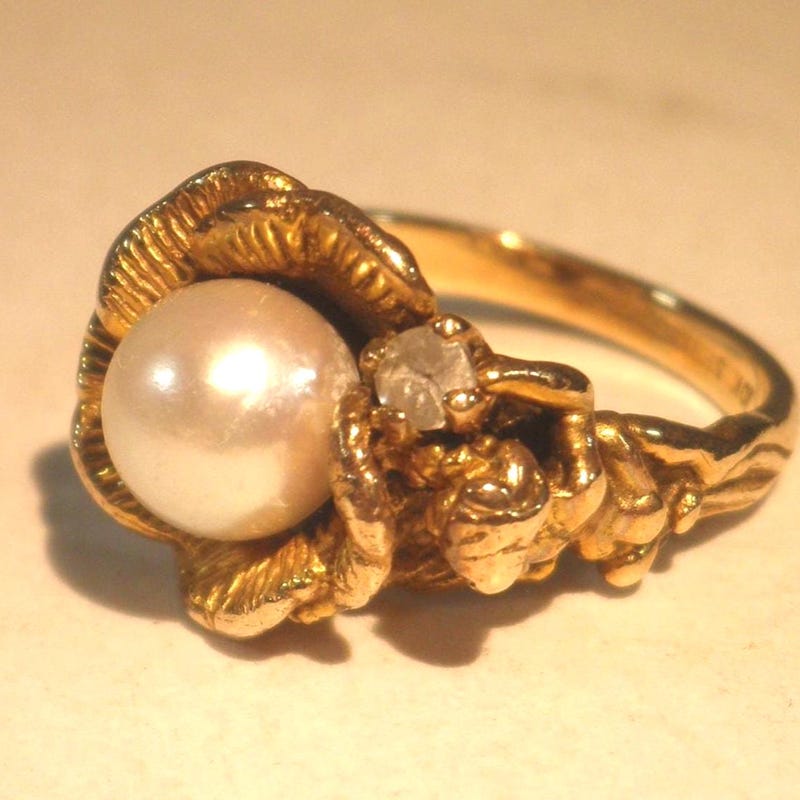 10k Gold Pearl Rings - Etsy